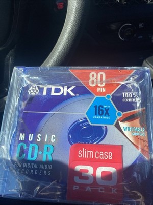 (30) Sealed TDK Music CD-R 80min 700MB 30 Blank Discs W/ Slim Cases ...