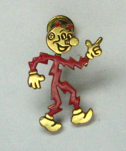 Vintage 1950's Reddy Kilowatt Electric Mascot Enamel Screw Back Single ...
