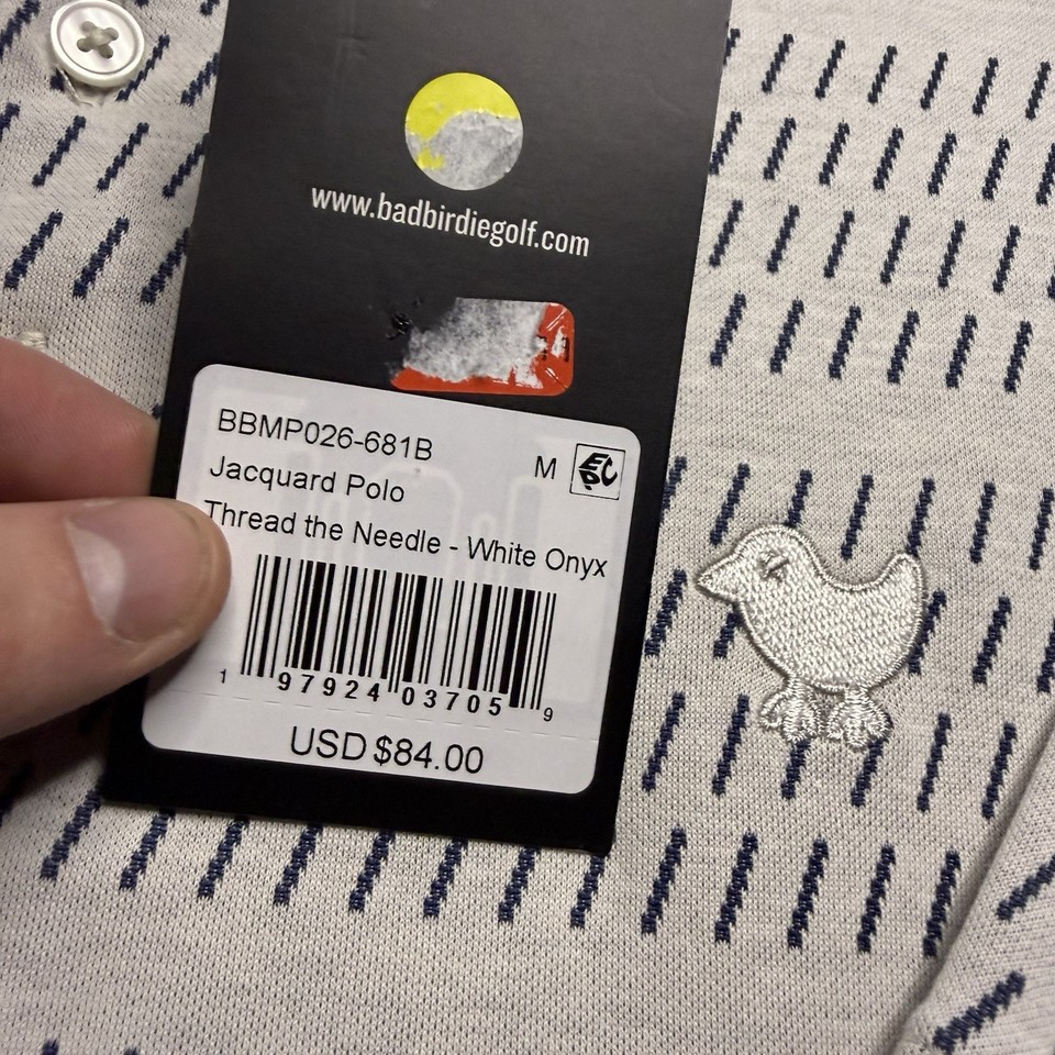 NWT Bad Birdie Men Medium Jacquard Polo Thread The Noodle Golf Shirt ...