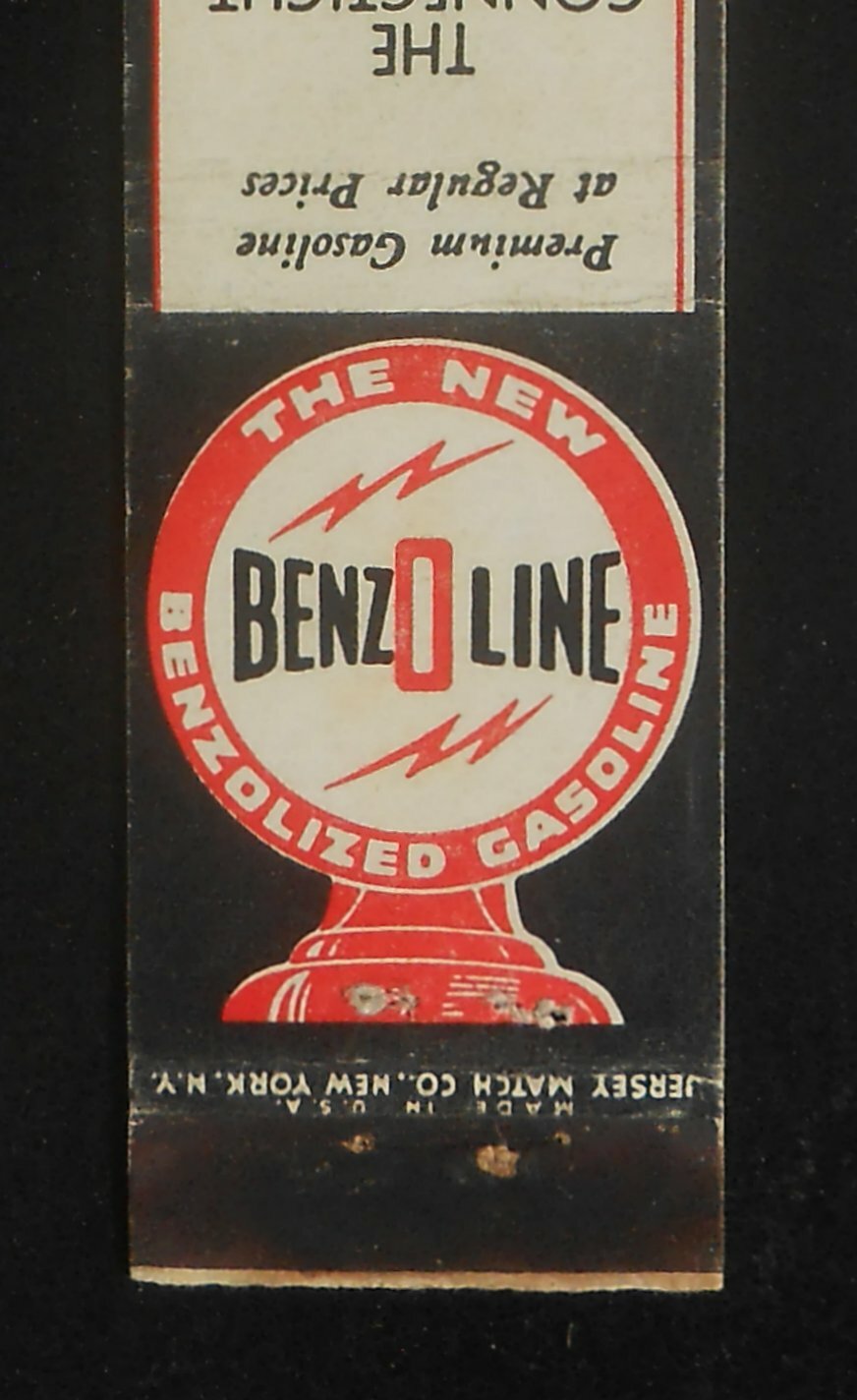 1930s Jersey Match Benzoline Gasoline The Connecticut Refining Co. West ...
