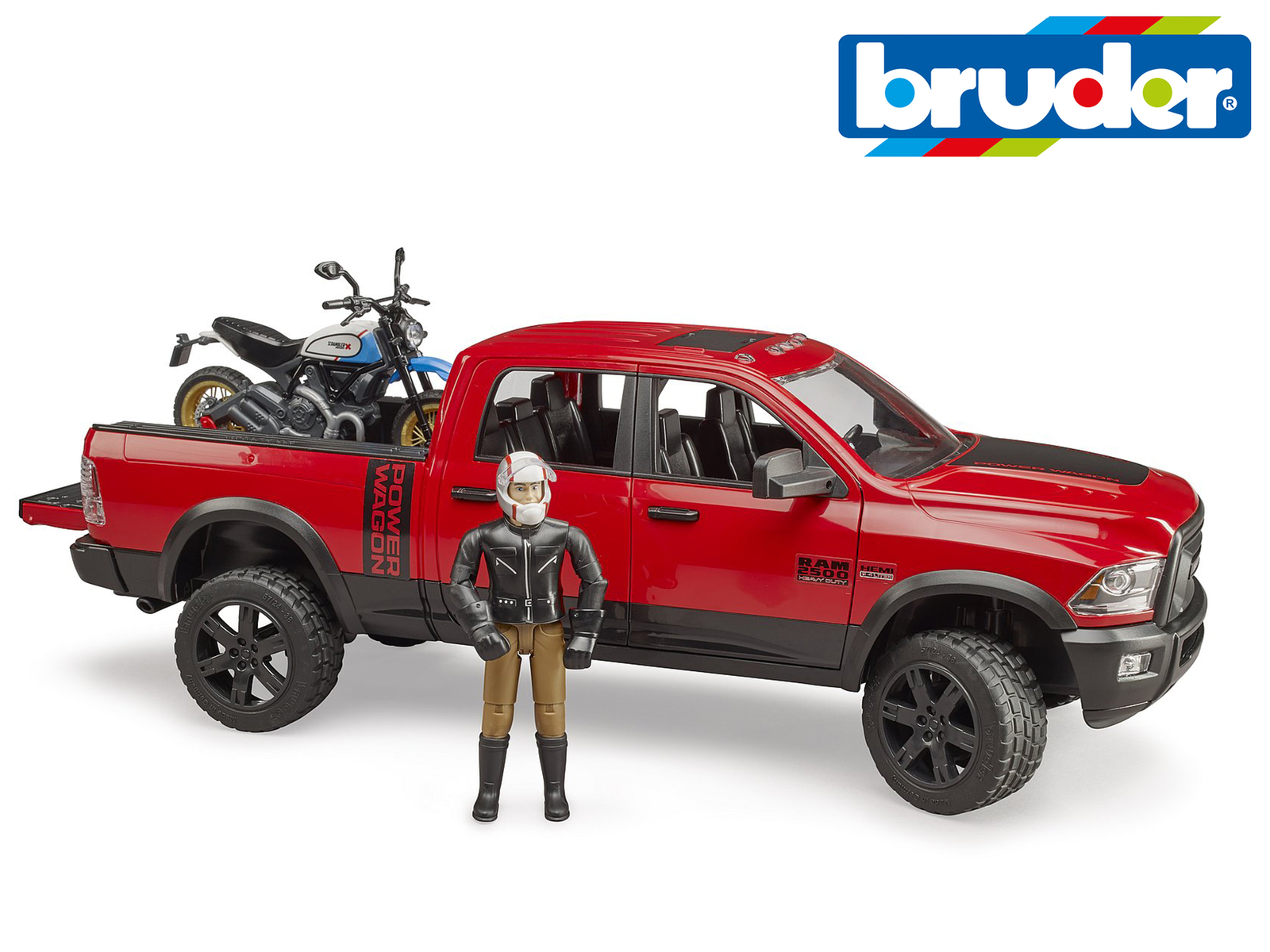 Btuder Toys Dodge Ram 2500 Power Wagon with Ducati Scrambler Desert ...