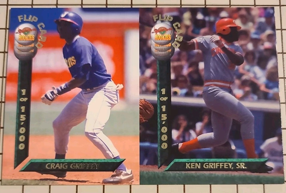 Uncut Craig Griffey/Ken Griffey Jr. & Sr 1994 Signature Rookies Flip ...