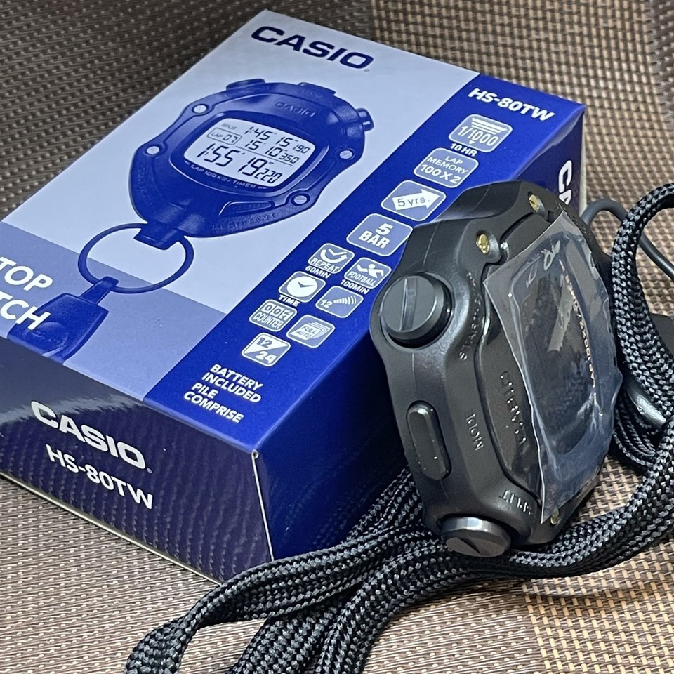 Casio Stopwatch HS-80TW-1D Black Digital Hand Held Sports Track Field ...