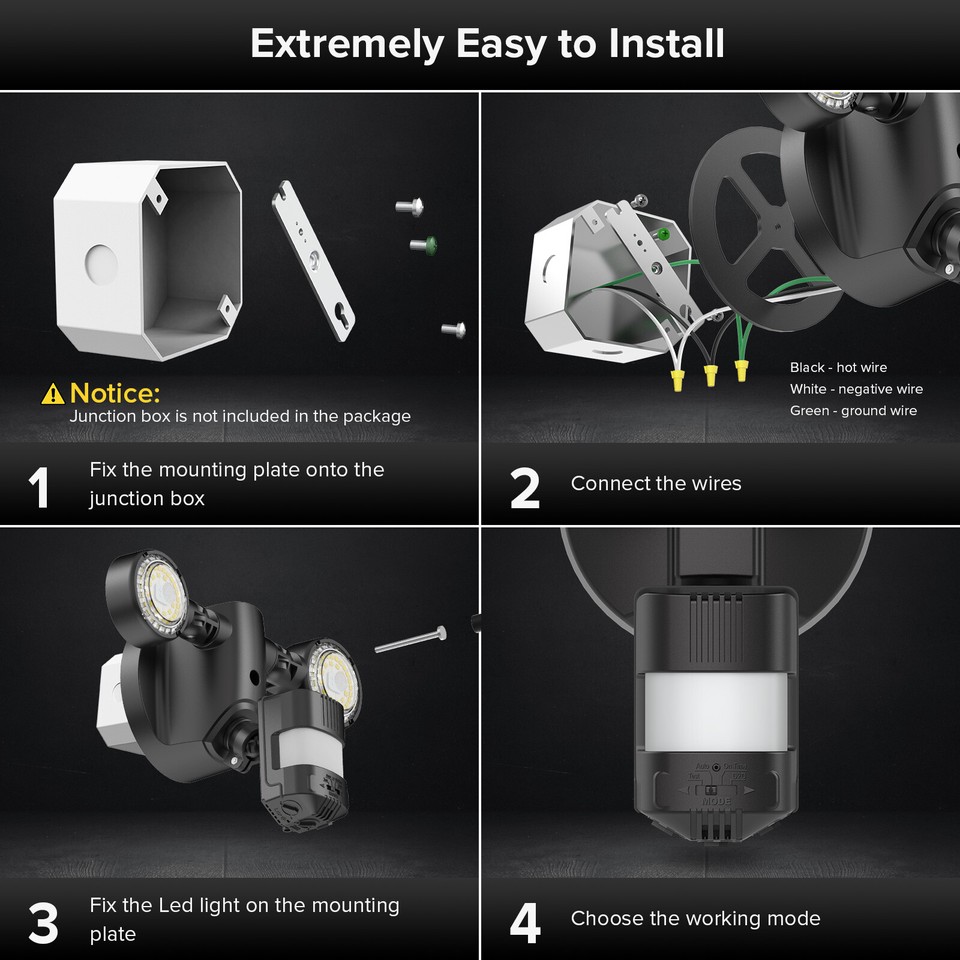 LED Motion Sensor 3000Lumens 25W Eave Mounted Security Light Outdoor ...