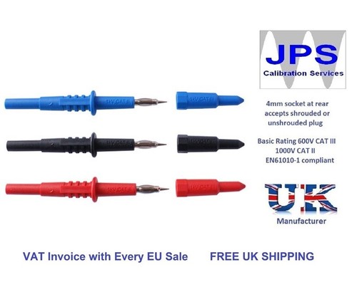 Pack of 3 Electrical Test Lead Probes for Fluke, Megger, Metrel ...
