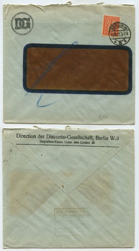 88515 - Mi.Nr. 163 - Beleg Disconto-Gesellschaft - Berlin 15.10.1921 ...