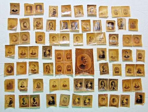 75 C H GALLUP 1880's STAMP PORTRAITS LOT Postage Stamp Like Sepia ...
