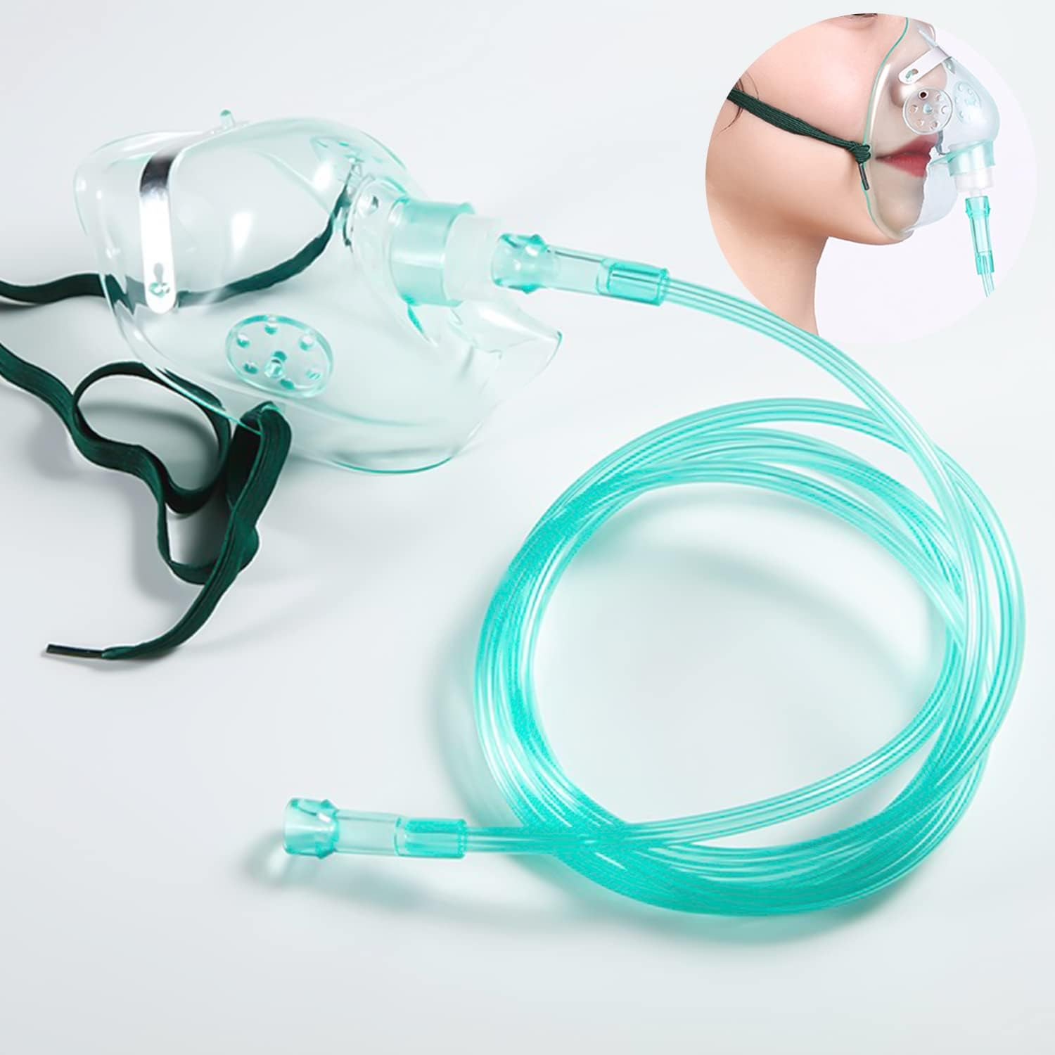 3 Pack- Adult Elongated Oxygen Mask with 6.6' Tubing and Adjustable ...