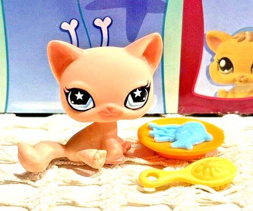 LITTLEST PET SHOP LPS AUTHENTIC PINK SITTING TABBY CAT #959 ...