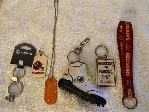 WASHINGTON REDSKINS VINTAGE KEYCHAIN LOT OF 6 SHOE RING DOG TAG PARKING ...