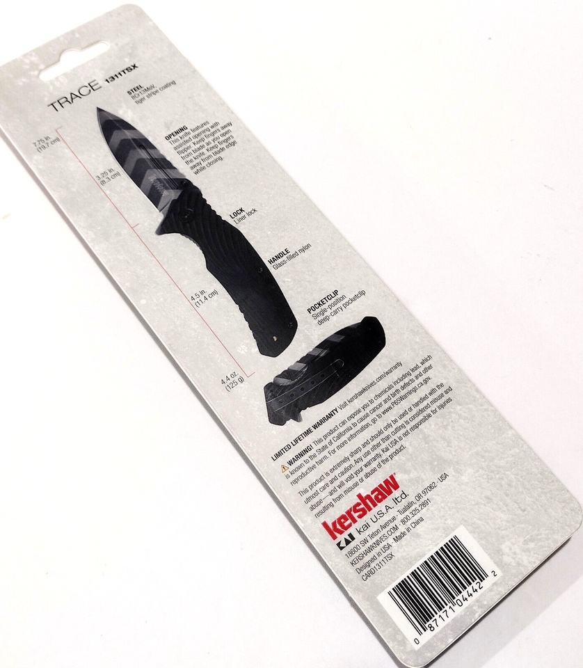 KERSHAW KS1311 Black Trace Spring Open Assisted Tactical Folding Pocket ...