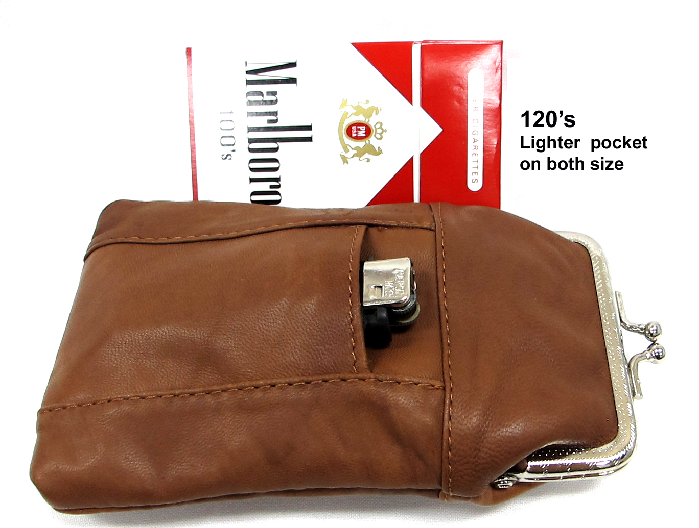 2pc 2 Size Soft Leather Cigarette Case Purple 100s+120s Black Brown ...