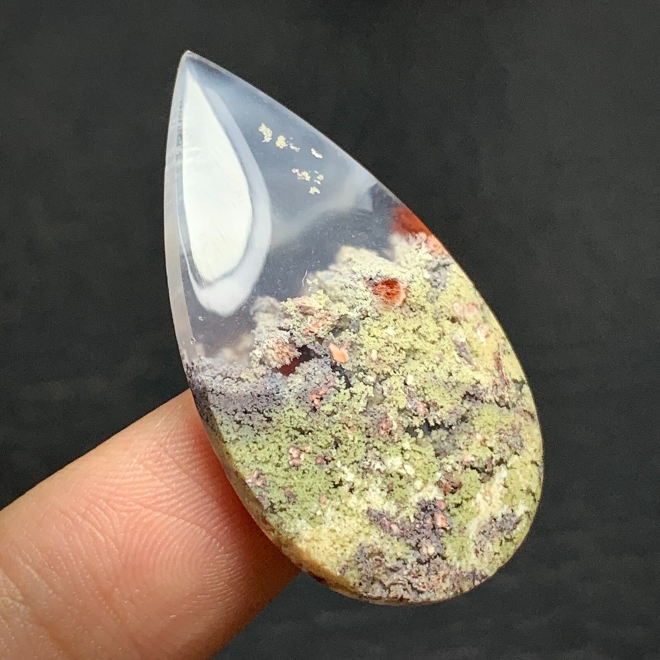 Scenic Moss Agate Cabochon 38x22x5mm High Quality 26.5 ct | eBay