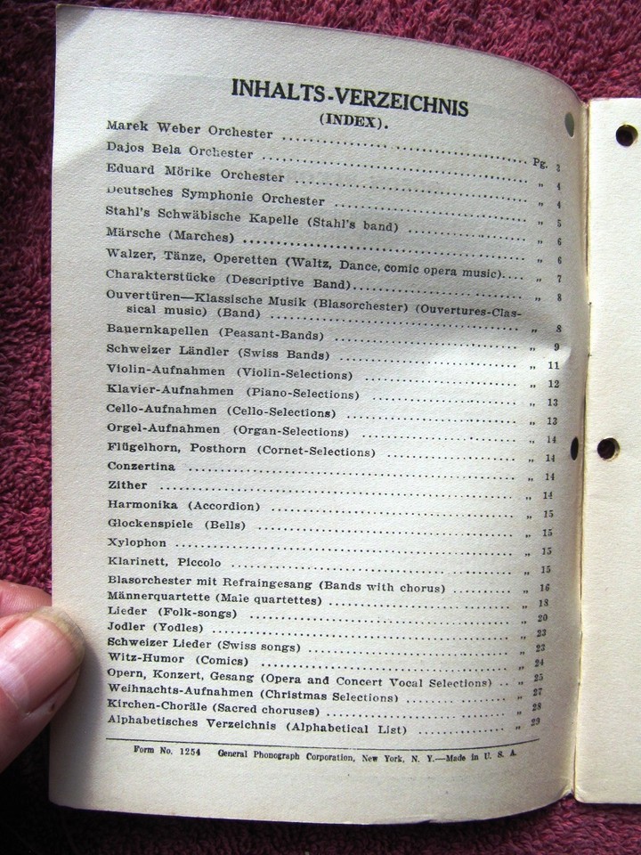 US-German Catalog 1923 ODEON Deutsche Heimatsrekorde Gesamtverzeichnis ...