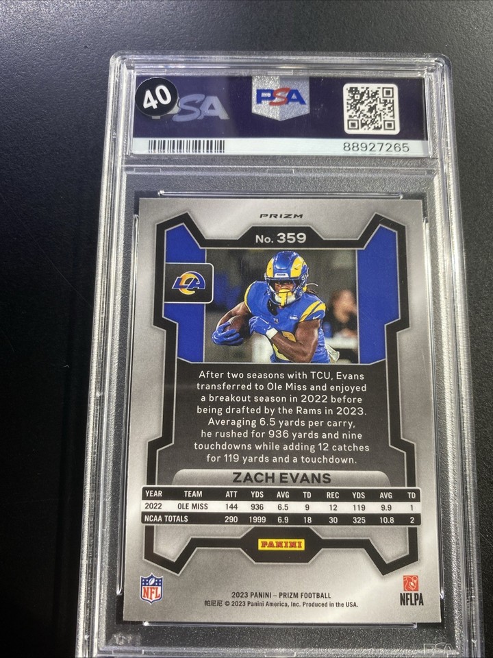 2023 prism Zach Evans snake skin Rookie Rams Psa 10 Pop 6 Ssp Case Hit ...