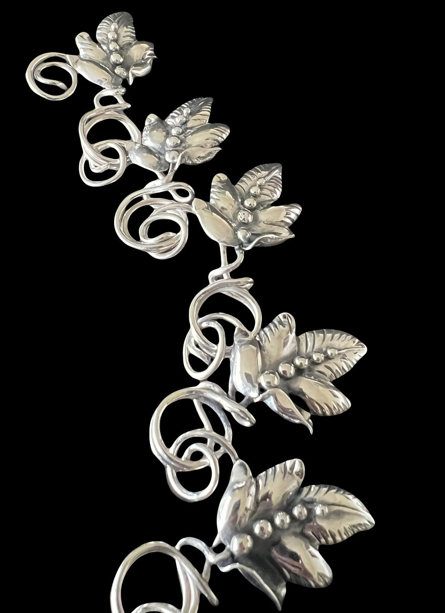 Vintage Frank Patania Sterling Silver Floral Leaf Nec… - Gem