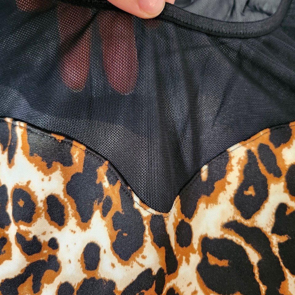 Ambiance Leopard Print with Sheer Upper Area Sleeveless Top | eBay