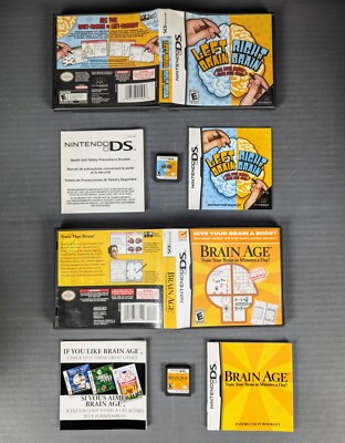 COMPLETE Left Brain Right Brain + Brain Age (Nintendo DS) CIB Cleaned ...