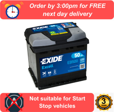 EB500 EXIDE Excell Car Battery 012 Type Hyundai i20 1.4 (2014-2021 ...
