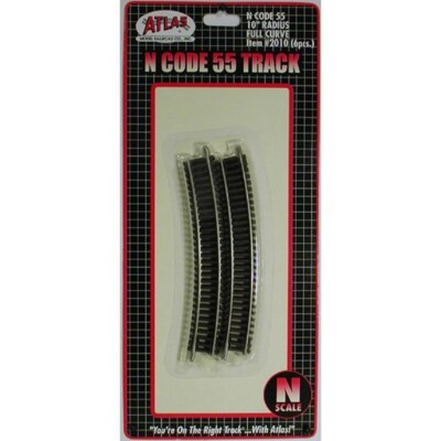 Atlas N Scale ~ New 2025 ~ Code 55 Track ~ 10″ Radius Curve (6 Pieces ...