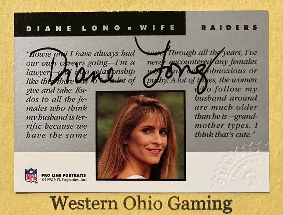 1992 Pro Line Portraits Diane Long Certified Authentic Autograph Card ...