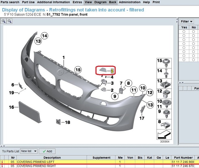 BMW Genuine Front Headlamp Washer Cover Primed 5 Series F10 F11 ...