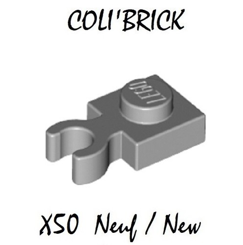Lego 4085 - 50x Plaque / Plate 1x1 with Clip - Gris / Light B. Gray ...