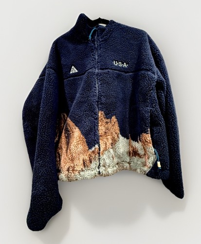 Nike Olympics ACG USA Eagle Graphic Fleece Jacket Navy Brown Beige XL ...
