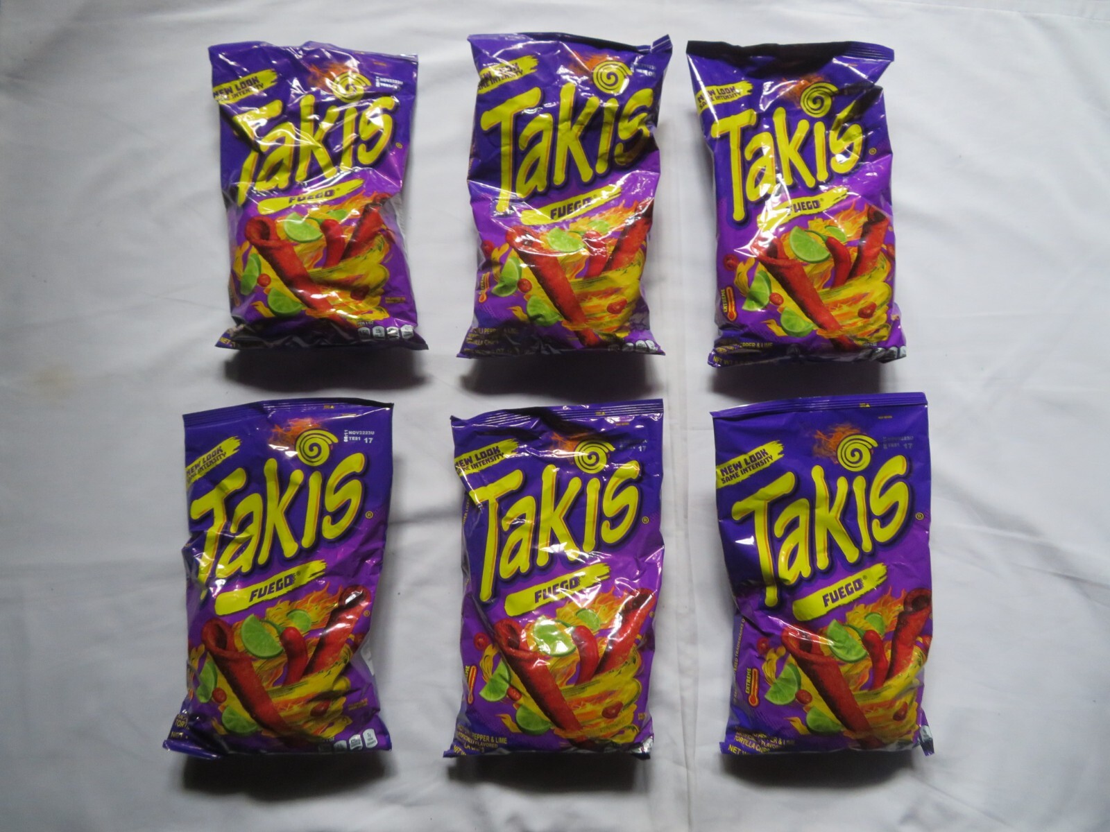 (6) Bag Lot Takis Hot Chili Pepper & Lime Tortilla Chips Fuego 9.9 Oz ...