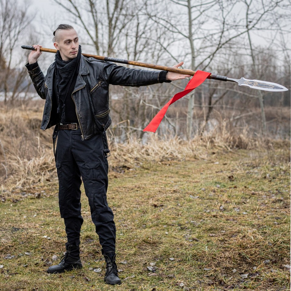 Hand-Forged Draupnir Spear GOW Kratos spear with Etched Blade Wooden ...