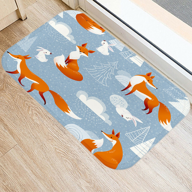 Cartoon fox Door Mat Indoor Hallway Balcony Mats Velvet Living Room ...