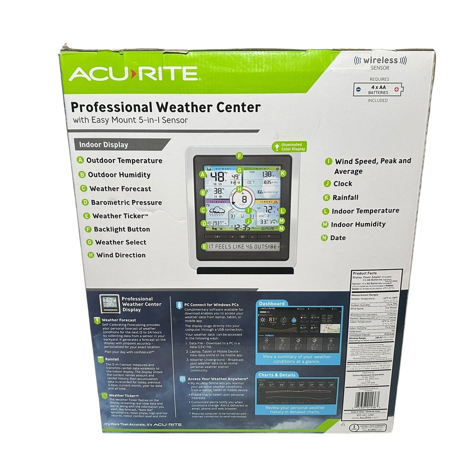 AcuRite Color Wireless Professional Weather Station with Easy Mount 5 ...