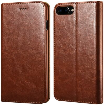 Brown wallet Case For iPhone 7 Plus and iPhone 8 Plus Leather Flip ...