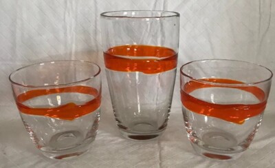 2 Hand Blown Old Fashioned Rocks Glasses 1 Tumbler Water Glass Clear ...