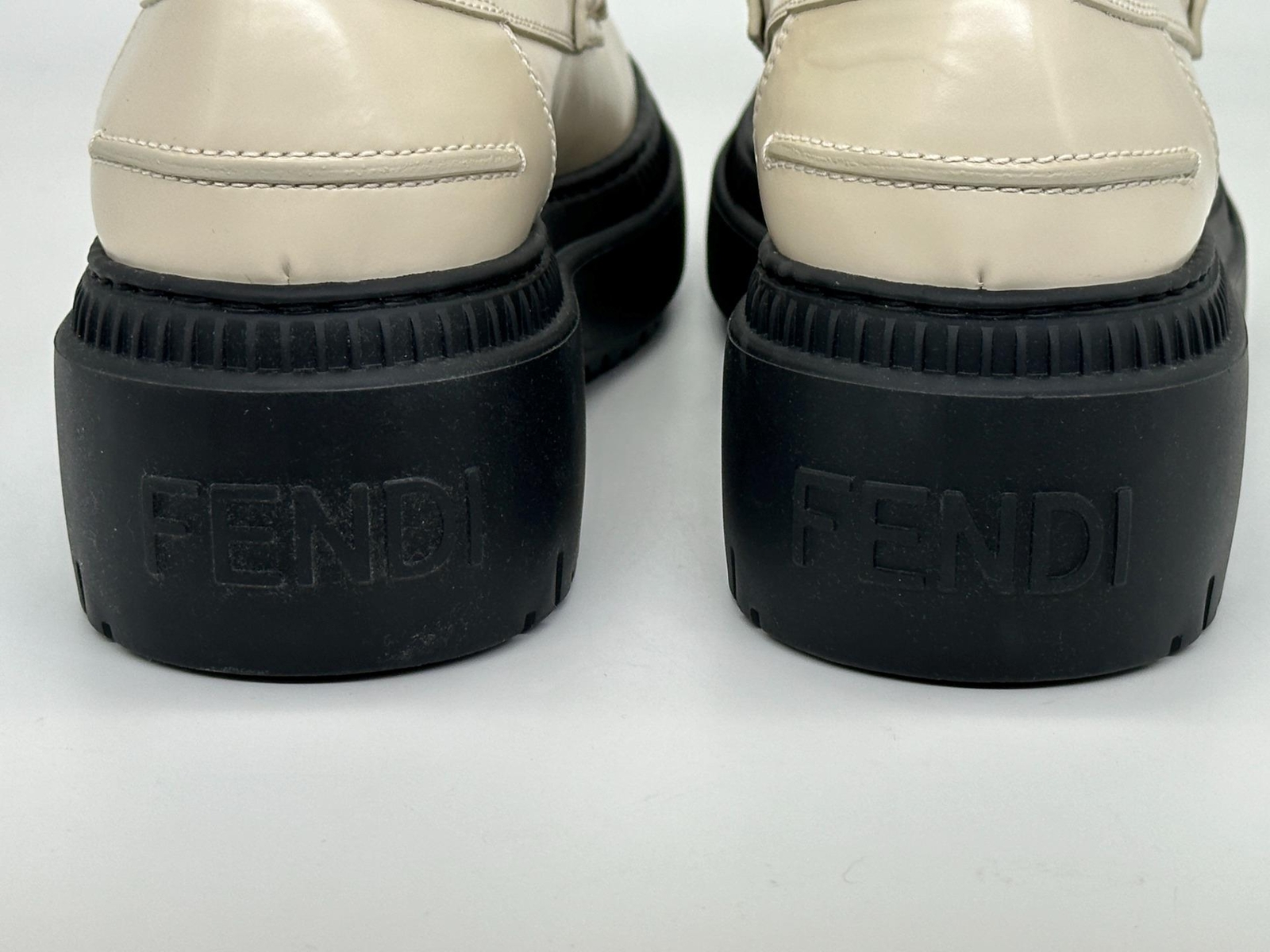 FENDI Fendigraphy Graphy Signature Logo Leather Platform Loafers Shoes ...