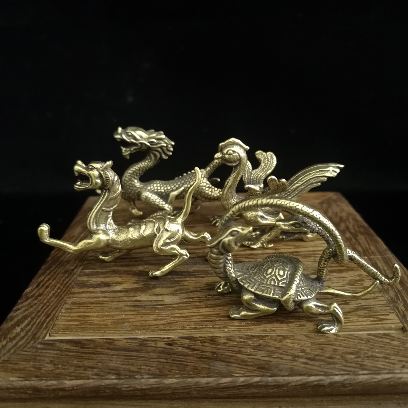 Chinese Antique Brass Four Divine Beasts Pendulum Statue 4pcs | eBay