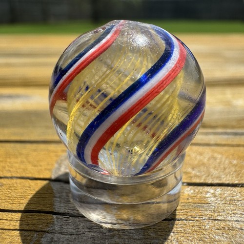 German Marble .8” Yellow Lattice Red White Blue Banded NM Condition | eBay