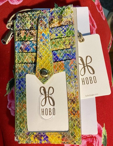 NWT! HOBO Euro Slide Leather Card Case Vivid Snake Print Rainbow Colors ...