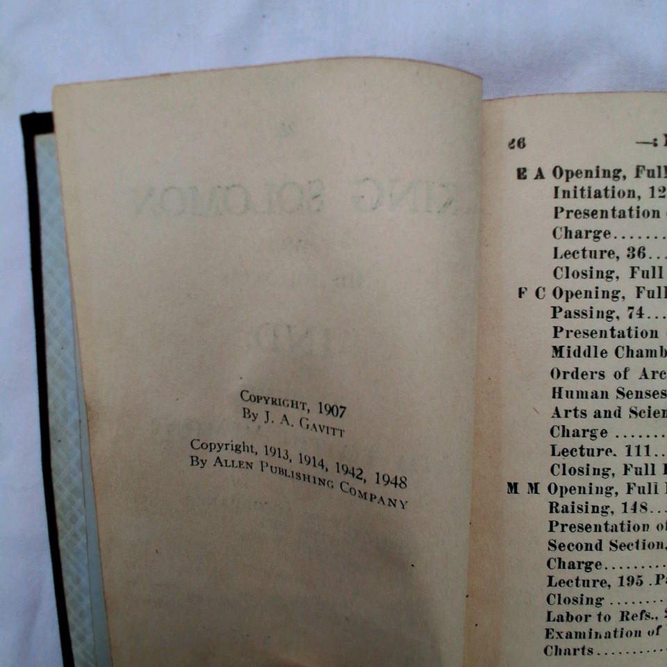 King Solomon His Followers IND Aid to Memory 1948 Masonic Code Pocket ...