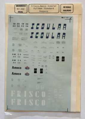 MICROSCALE HO SCALE DECAL-ASST P-S COV HOPPERS: SCOULAR/AMOCO/FRISCO ...