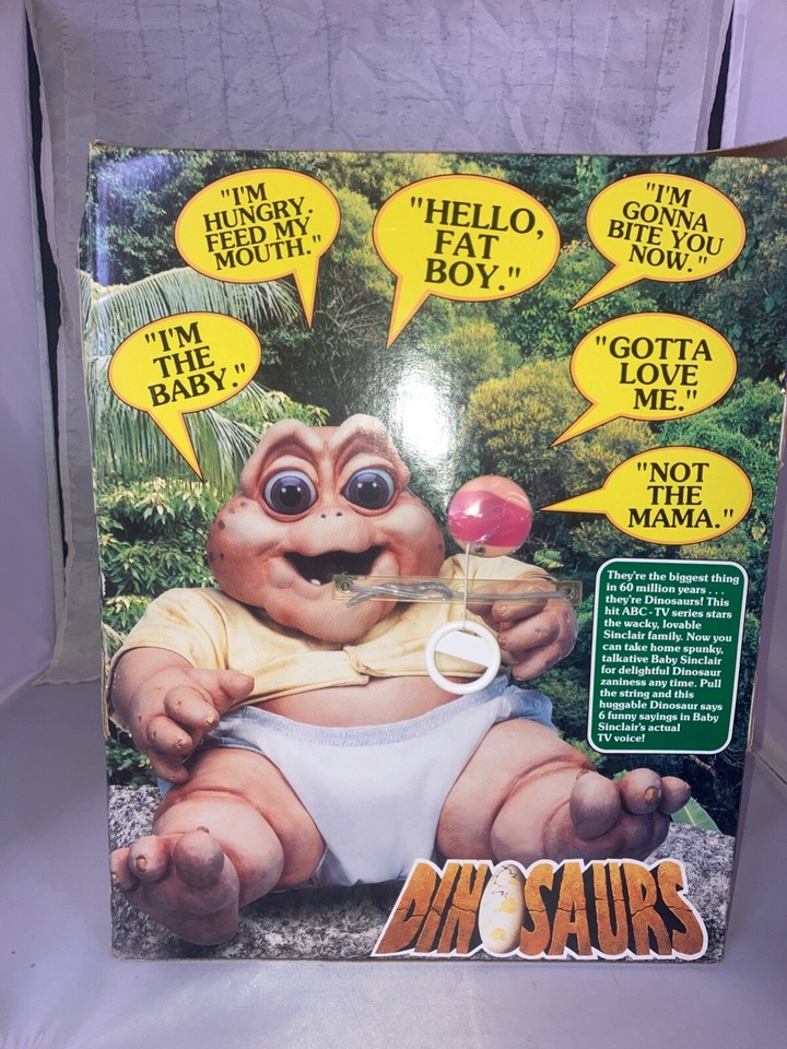 talking BABY SINCLAIR Disney's Dinosaurs Plush in box WORKS Jim Henson ...