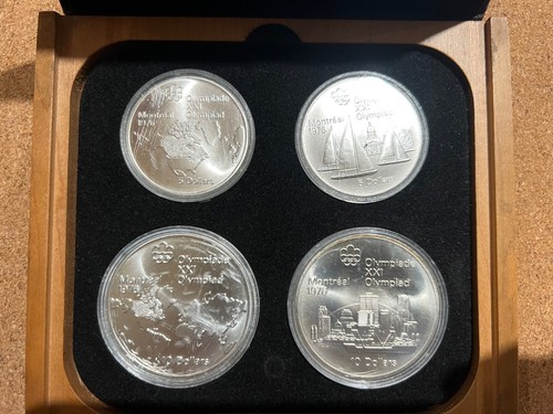 1976 Canadian Mint Montreal Olympic 4 Coin Silver Mint Set w/Case | eBay