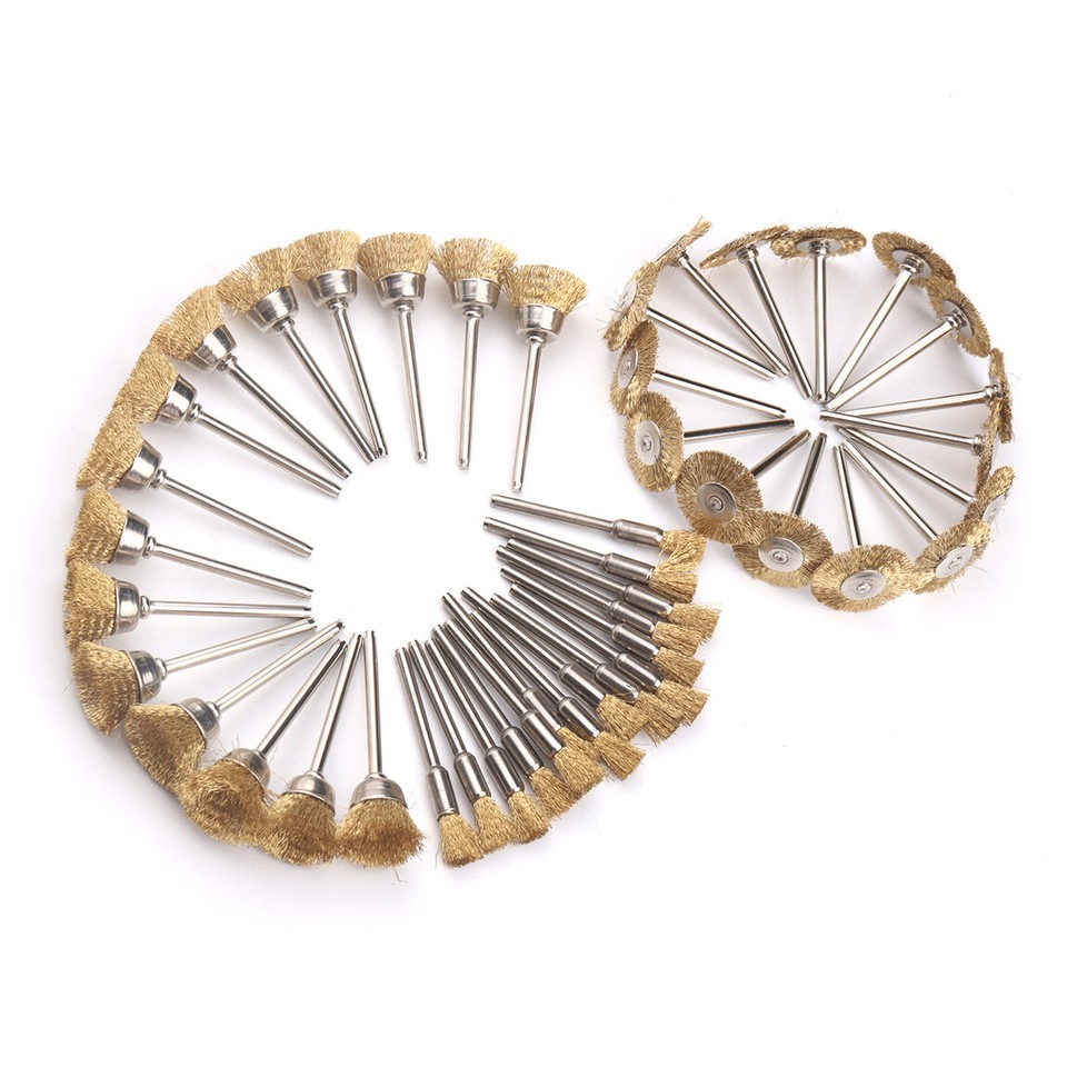 45pcs Brass Wire Wheel Polishing Brush for Rotary Rust Removal Tool 3mm ...