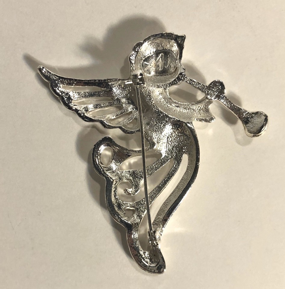 2 .5 Inch Silver color Angel Playing Trumpet Jewelry Pendant pin | eBay
