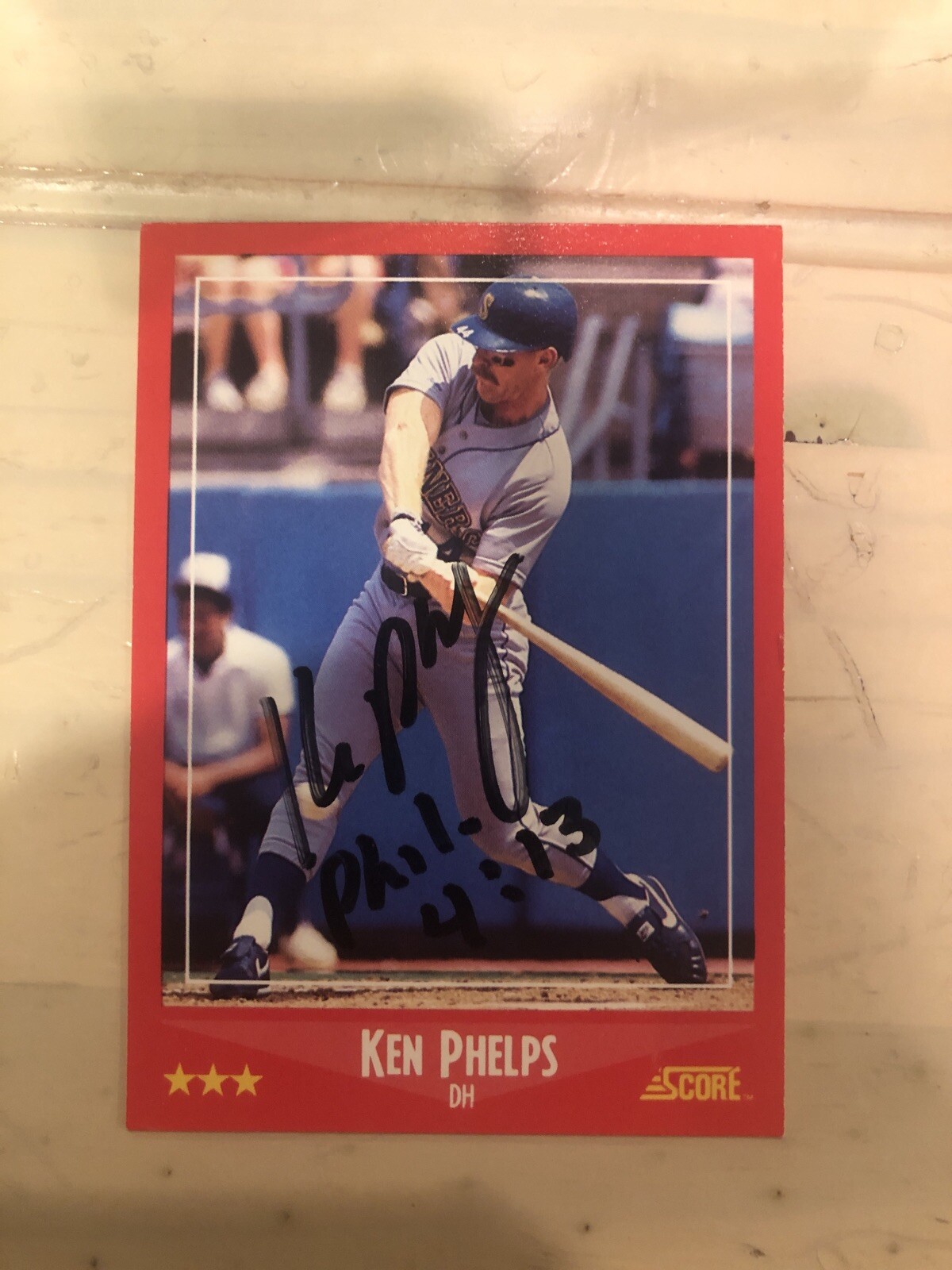Ken Phelps Seattle Mariners Autographed 1988 Score Baseball Card #256 ...