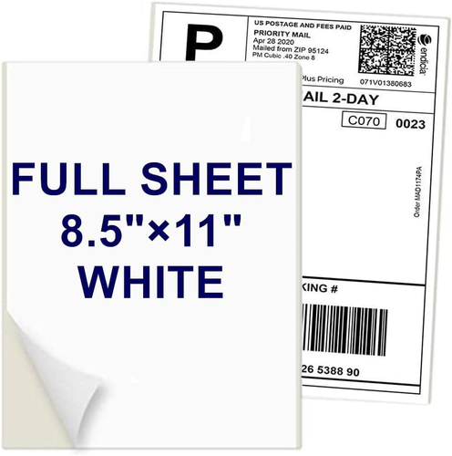 8.5" X 11" Shipping Labels Full Sheet Labels, Self Adhesive Printable ...