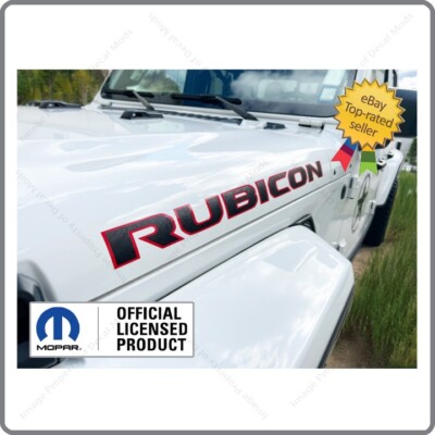 (2x) Jeep Wrangler RUBICON Hood Decals Stickers 3D Topo Map Black Red ...
