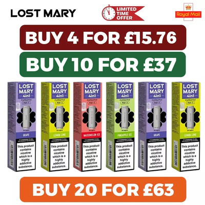 Lost Mary 4 in 1 Pods | Replaceable Pre-Filled | 2 Pods | 20mg | E cig ...