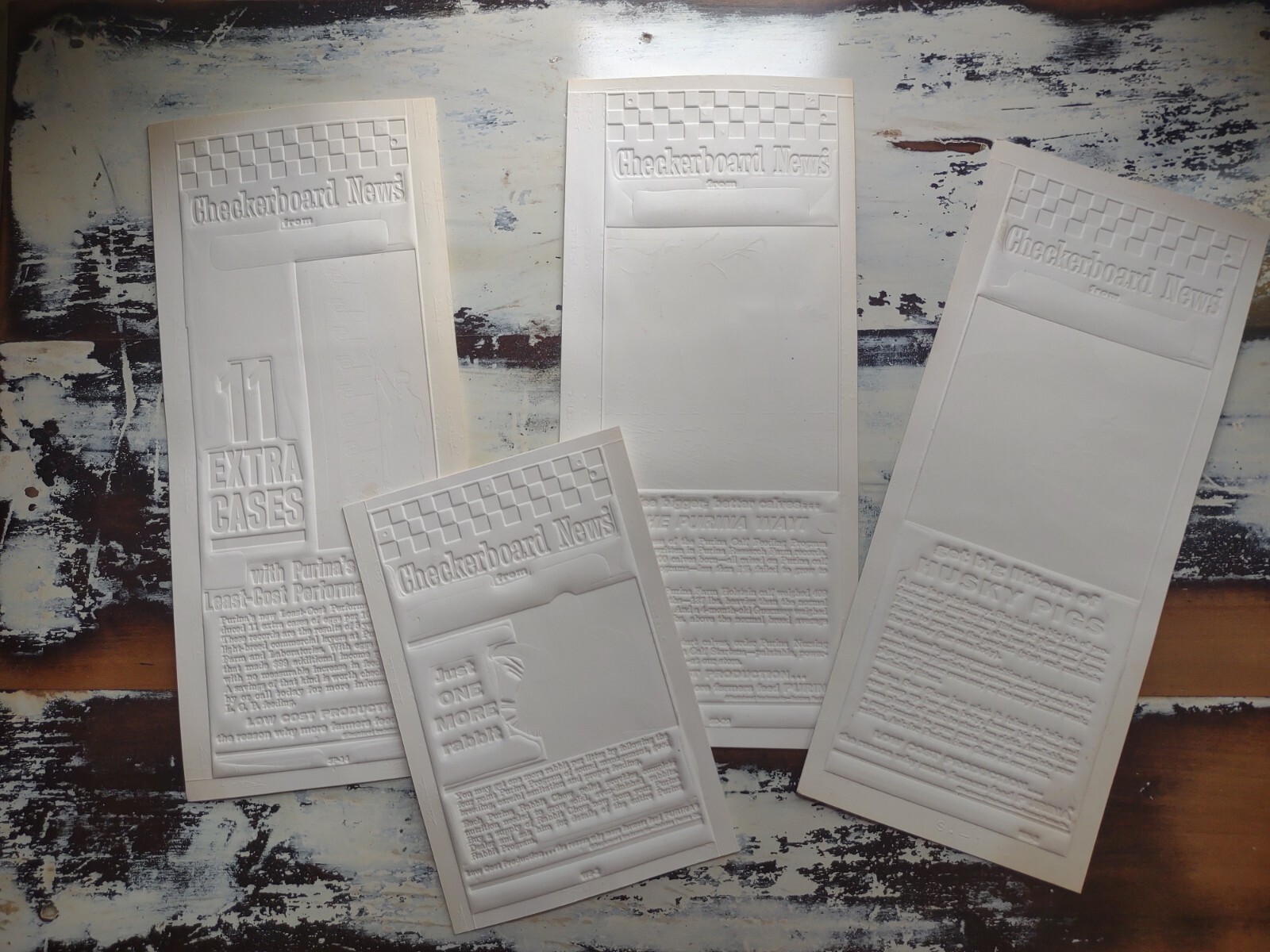 Vtg Lot of 4 Ralston Purina Wood Fiber Newspaper Mat Print Embossed ...