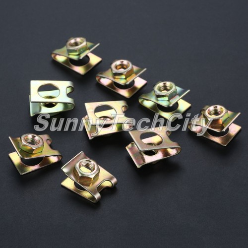 20x 6mm Car License Plate Fastener Buckle Metal Screw Nut U-Type Clips ...
